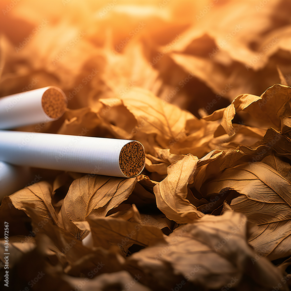 Cigarettes and cigars are produced from tobacco leaves.generative ai ...