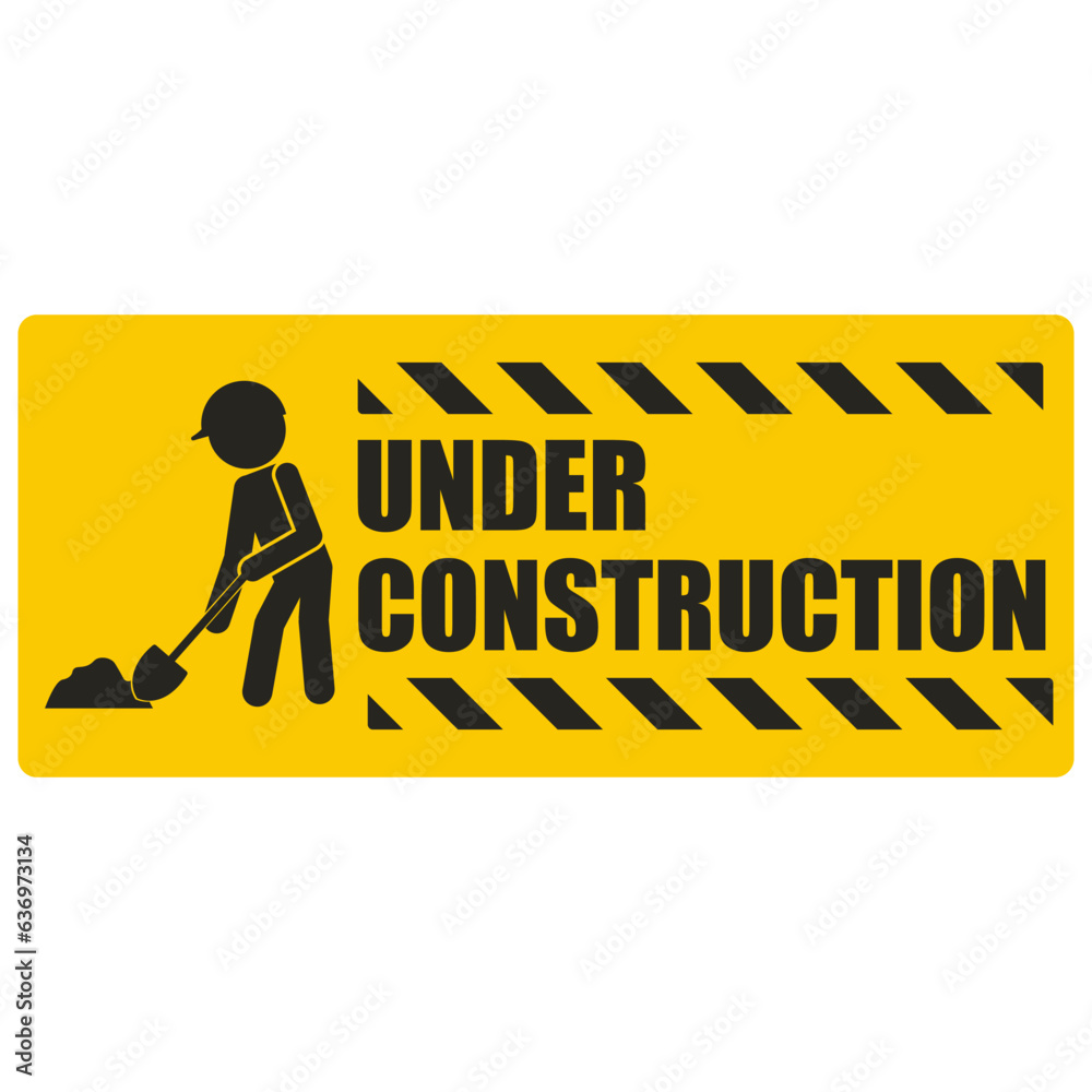 Printable yellow black rectangle safety triangle sign man shovel dirt ...