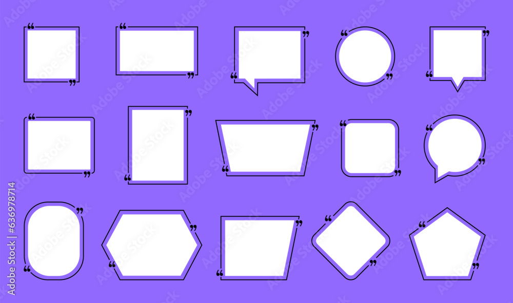 Quote box frames set. Blank quote boxes. Text quotes template ...