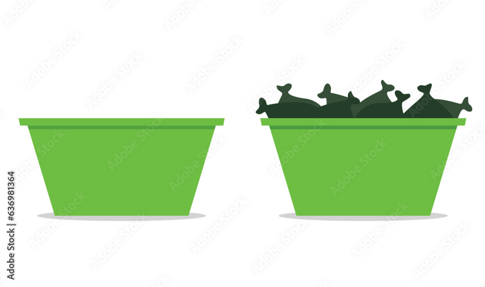 Empty and full skip bin icon. Clipart image isolated on white ...
