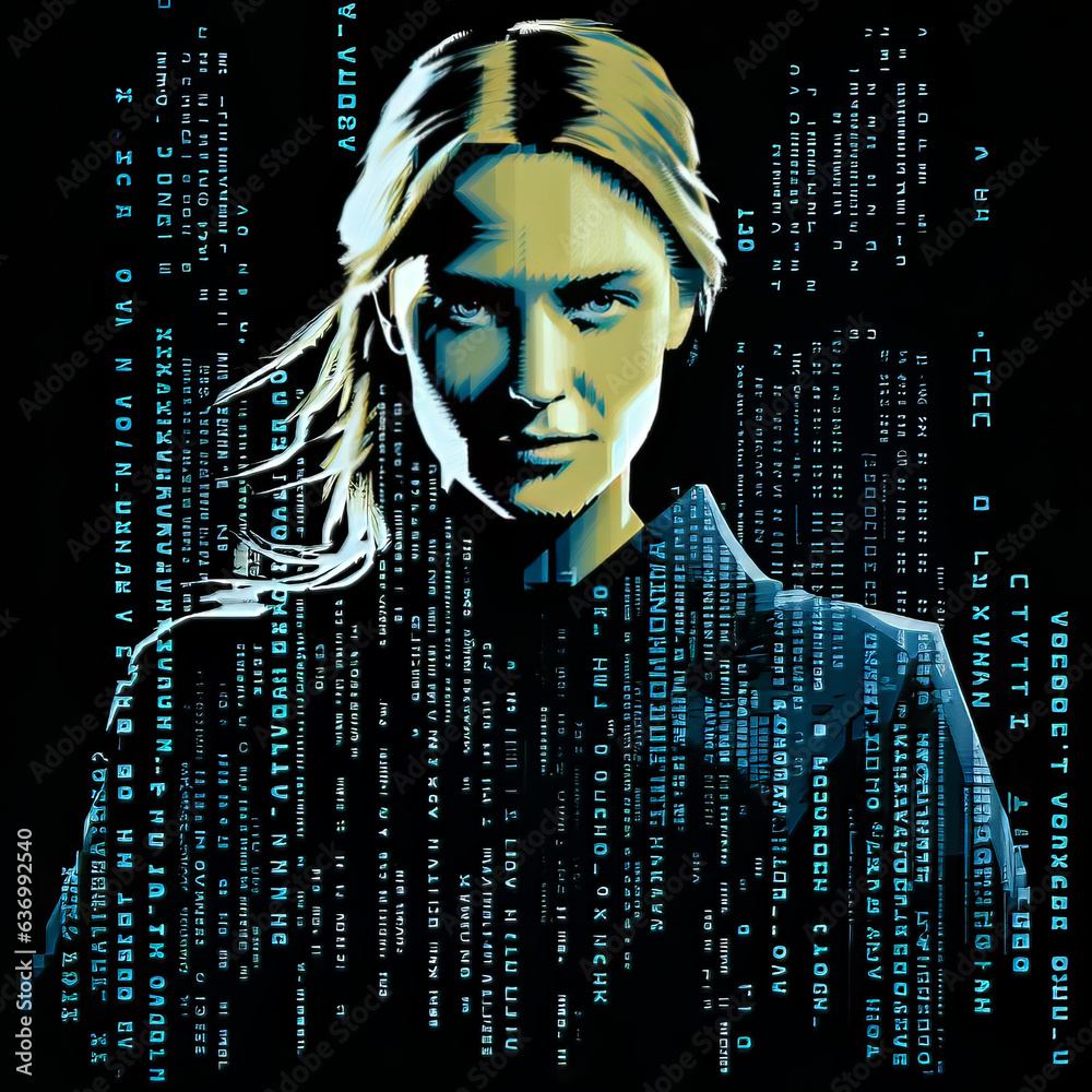 ASCII Woman Scientist. Generative AI. A digital rendering of a woman ...