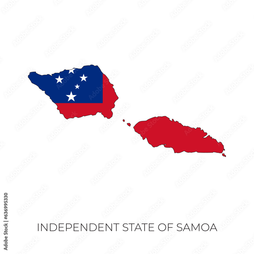 Samoa map and flag. Detailed silhouette vector illustration Stock ...