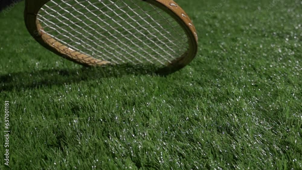 Video Stock Super Slow Motion Shot of tennis ball and tennis racket at ...