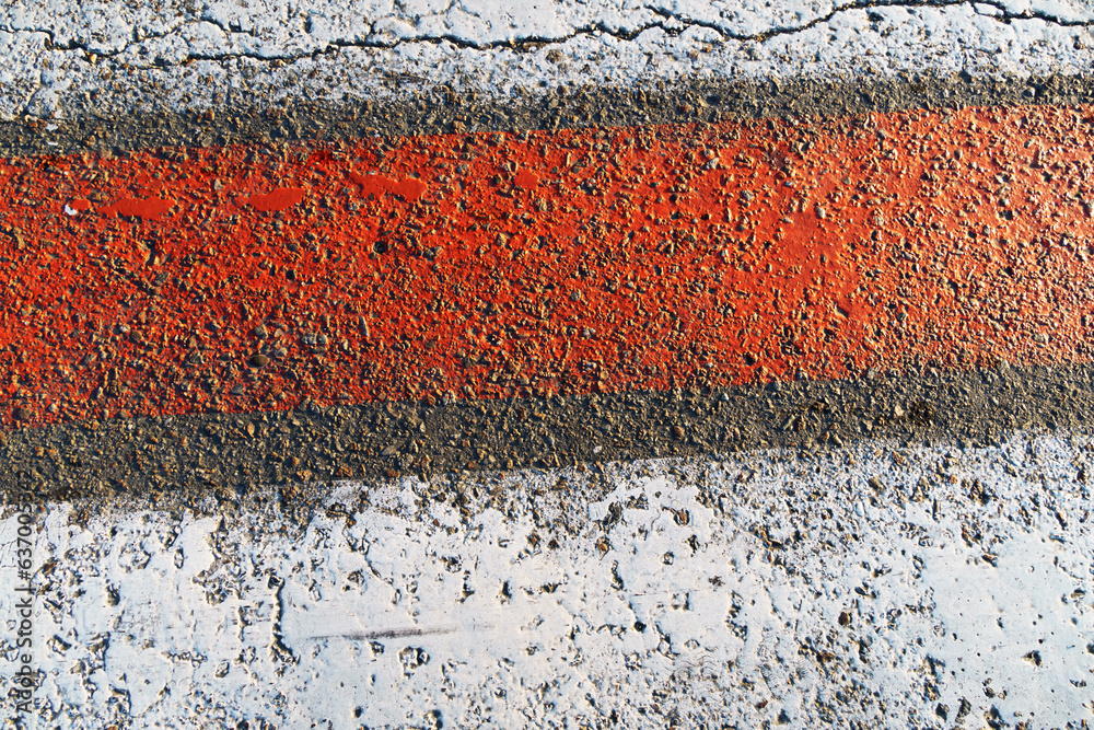 pedestrian crossing road markings, red and white lines on asphalt as ...