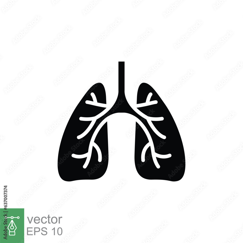 Lungs icon. Simple solid style. Human internal organ, lung, respiratory ...