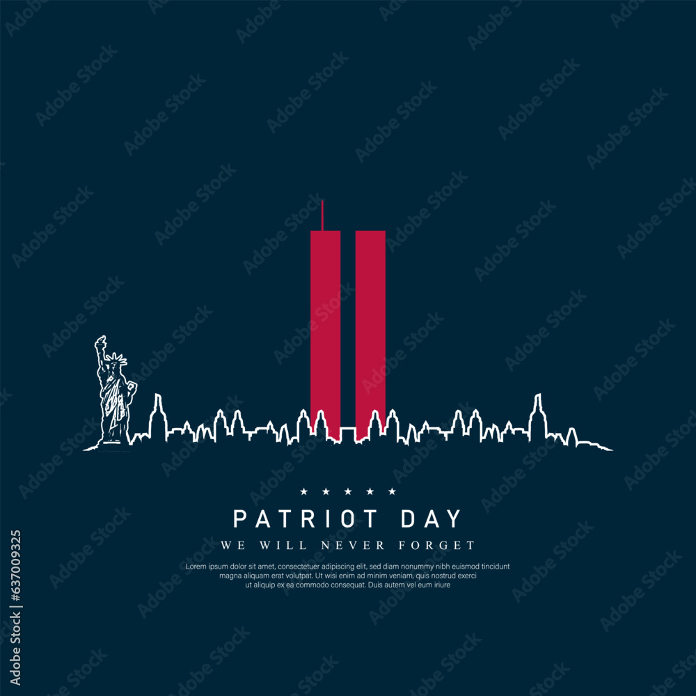 11 September- illustration for Patriot Day USA, 911 memorial, never ...