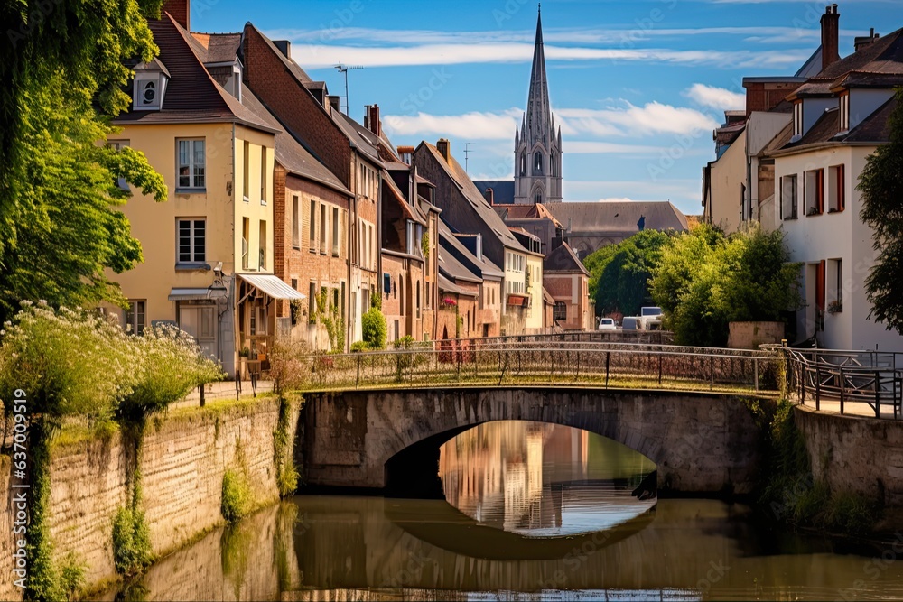 Chartres City Landscape: Ancient Buildings and Historic Cathedral on ...