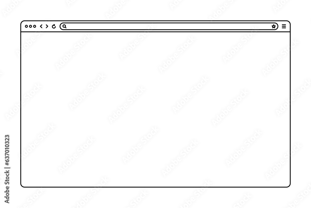 Blank web browser, internet page window with toolbar and search field ...