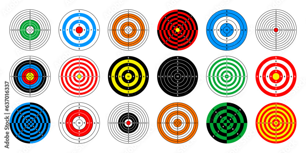 Shooting range paper targets. Round target with divisions, marks and ...
