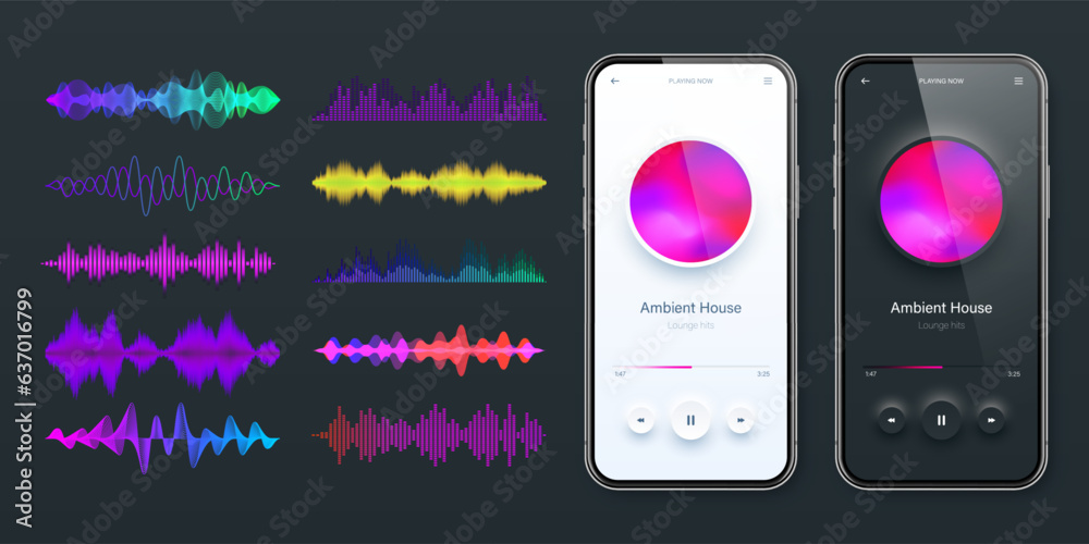 Online audio player user interface, smartphone app UI design. Music ...
