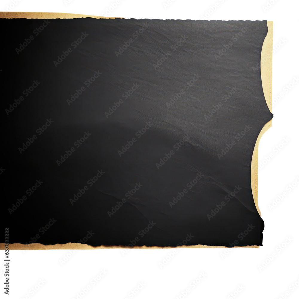 black paper with black edges and adhesive strip on the top edge, white ...