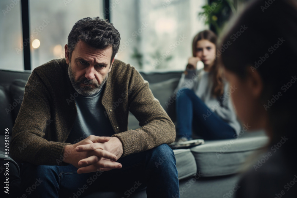 Relationship between father and child. Difficult conversation with ...