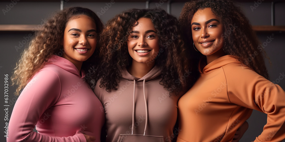 Inspirational diverse women in athletic wear embody body positivity ...