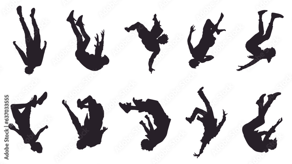 Poster set of falling people silhouettes – Wall Art | UkPosters