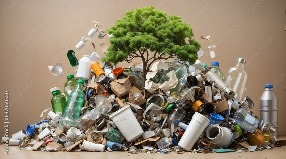 Recycling cycle and Recycle global rubbish for the environment and ...