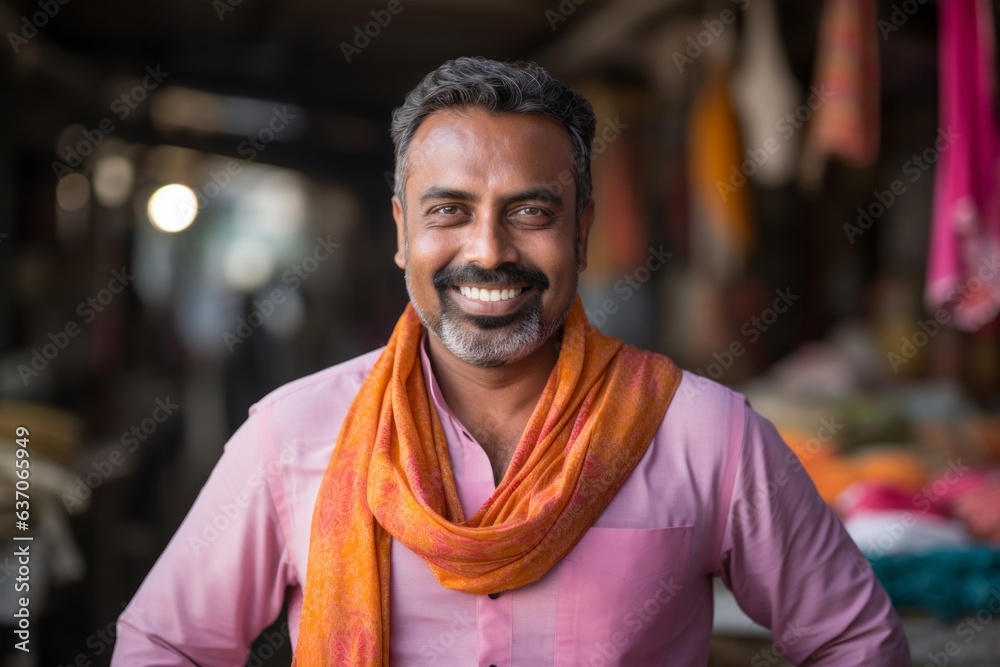 Medium shot portrait of an Indian man in his 40s in his 40s wearing a ...