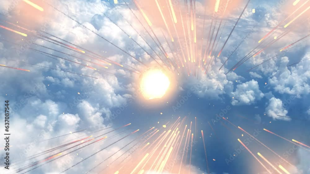 Meteors and large asteroid falling above clouds earth Burning meteors ...