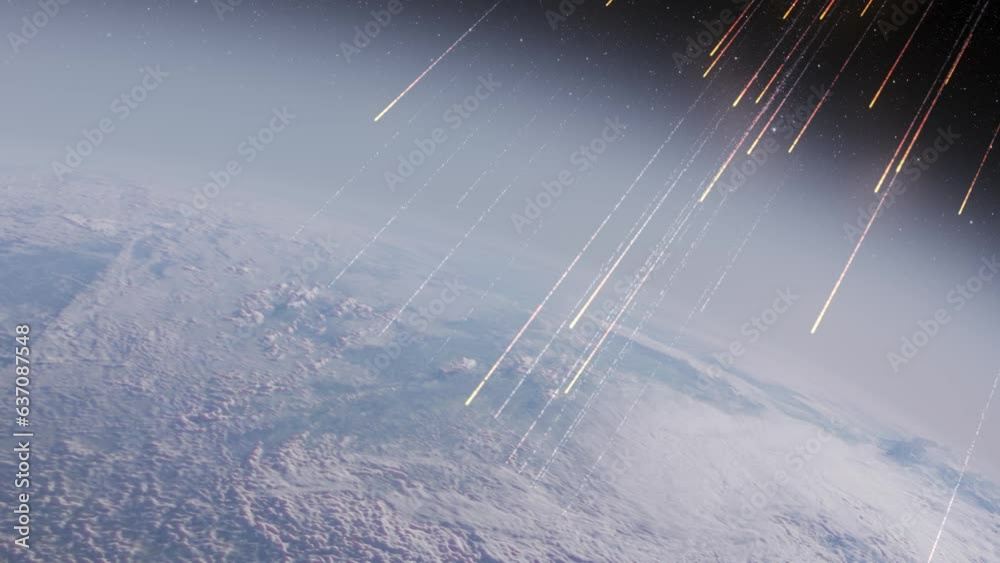 Meteors falling from space on planet earth, Burning meteors falling ...