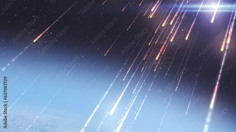 Fast blazing Meteor shower burning in earth atmosphere Burning meteors ...