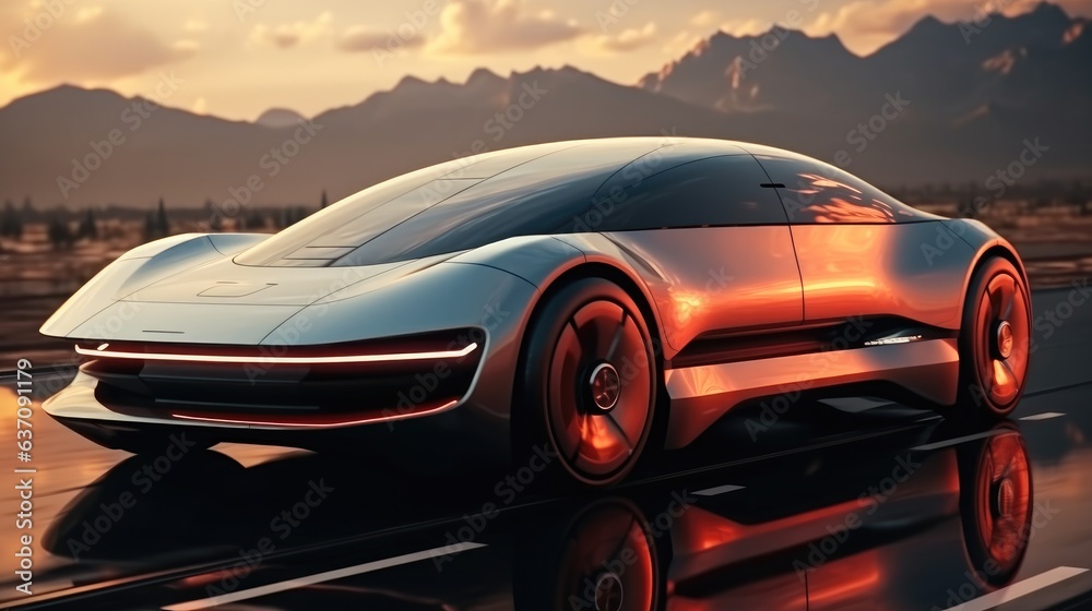 Unmanned autonomous cargo transportation, Self-driving car moves along ...