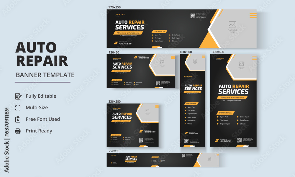 Auto Repair Banner, Auto Repair Social Media Banner, Auto Repair Roll ...
