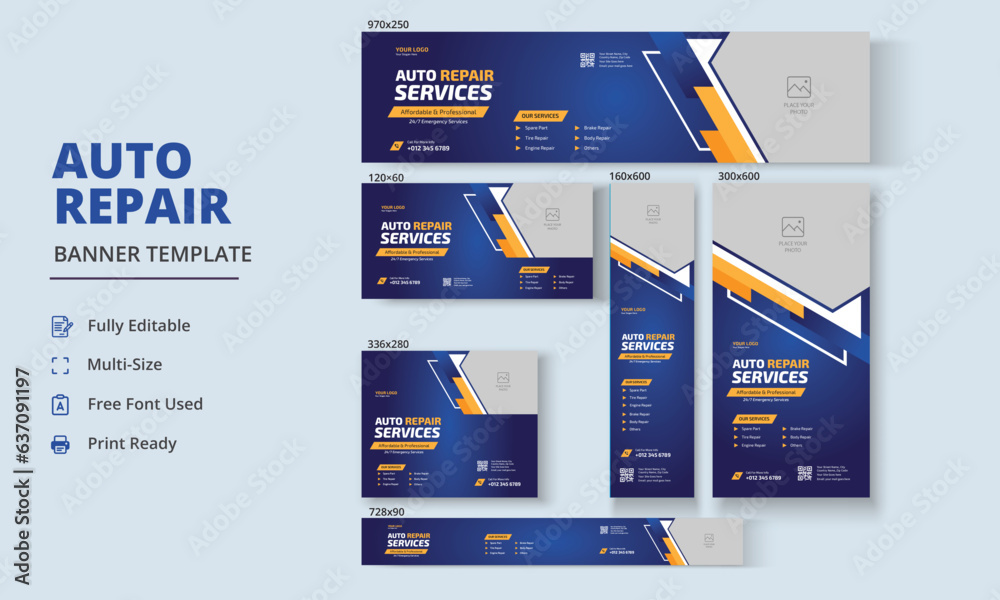 Auto Repair Banner, Auto Repair Social Media Banner, Auto Repair Roll ...