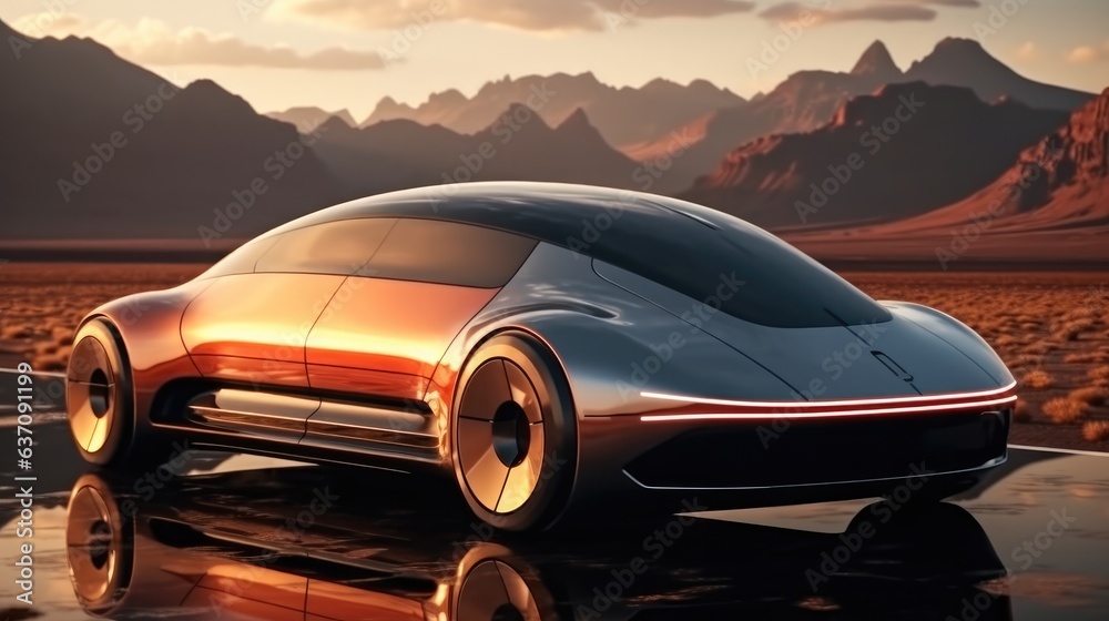 Unmanned autonomous cargo transportation, Self-driving car moves along ...