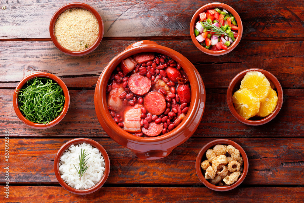 Brazilian feijoada, traditional food from Brazil cuisine, on ceramic ...