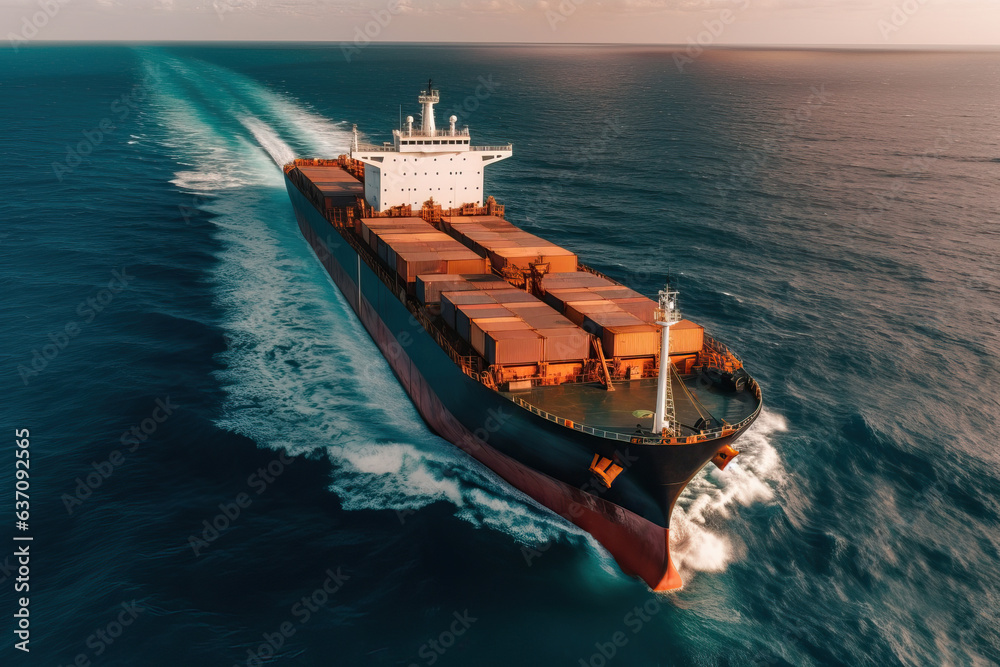 Ocean Cargo Journey - Dry Cargo Ship Loaded with Containers Stock Photo ...