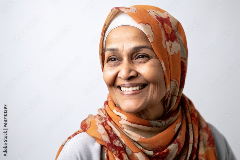 Lifestyle portrait of an Indian woman in her 50s wearing hijab in a ...