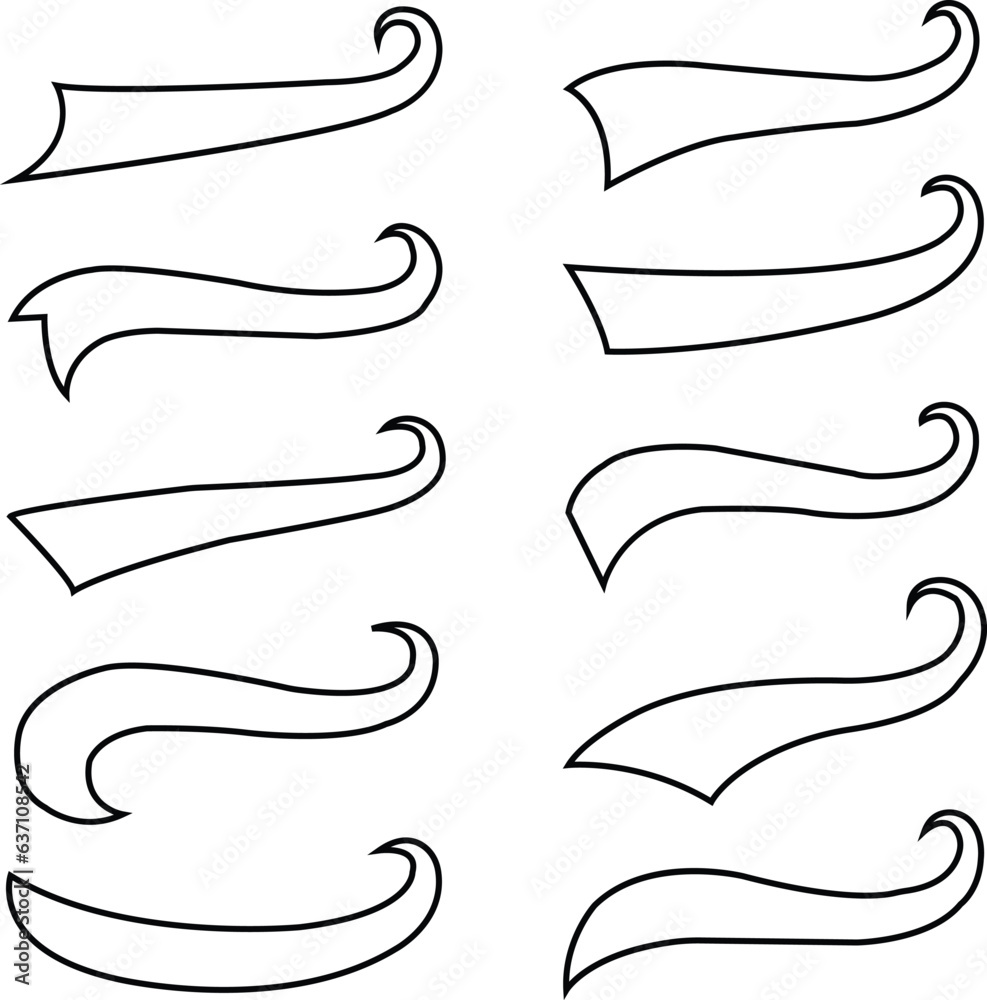 Sporty swirling tail football and baseball typography swashes icons set ...