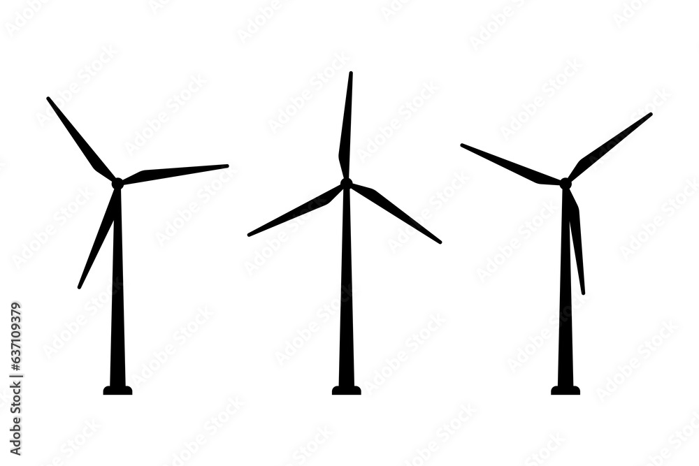 Silhouette of wind turbine, windmill. Concept of renewable, ecological ...