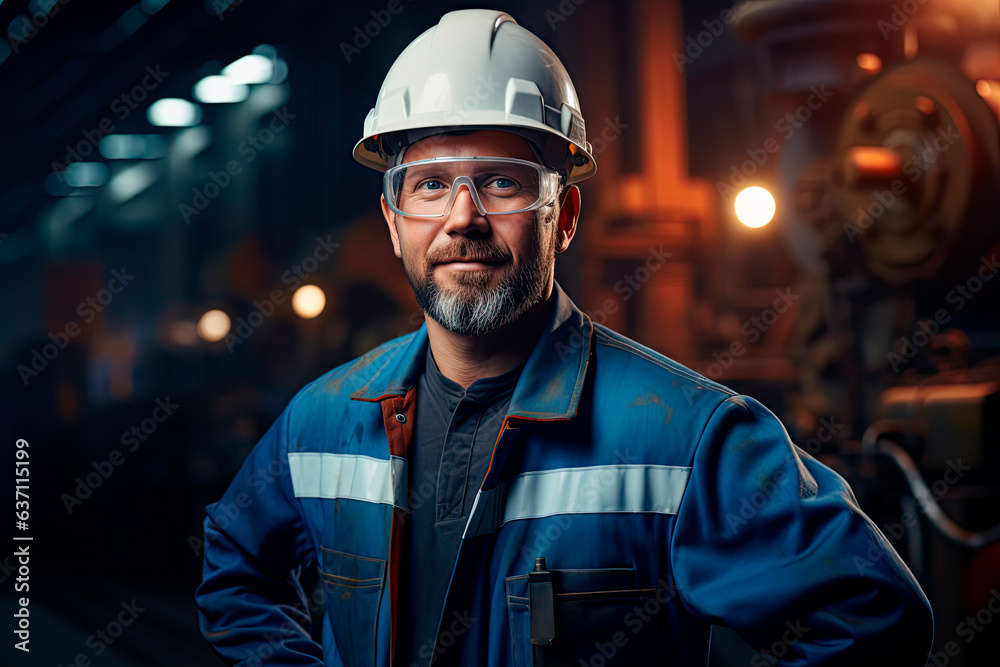 Happy Professional Heavy Industry Engineer Worker Wearing Uniform ...