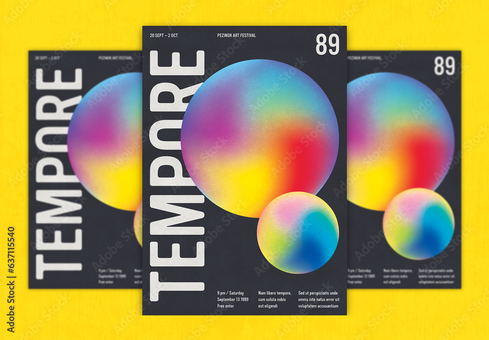 Typography Poster Layout Design with Gradient Shapes Stock Template ...