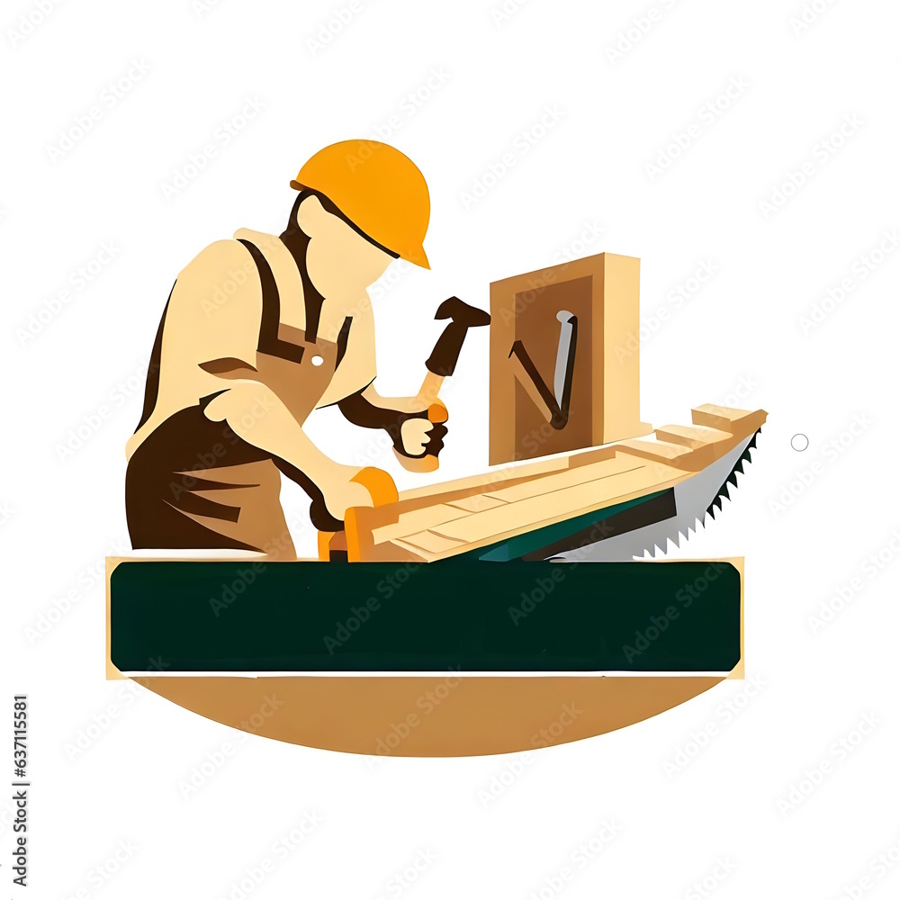 Carpentry Service Logo illustration Art with a White Background ...