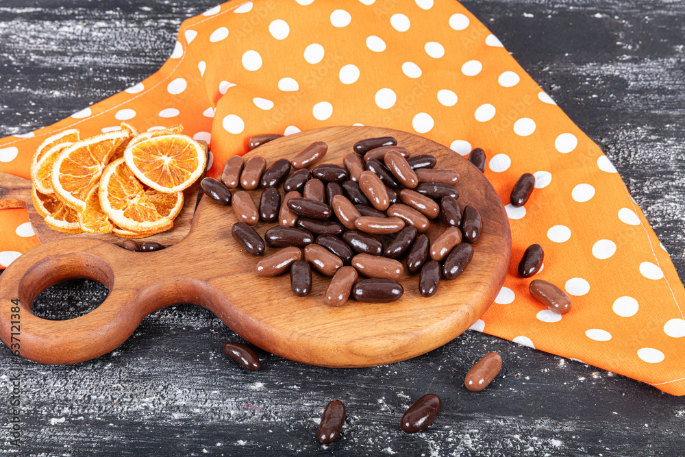 Sweets in milk chocolate, dragees. Desserts for Candybar. Small candies ...