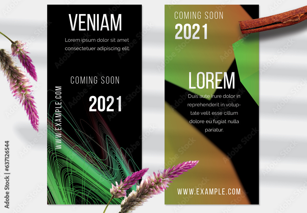 Flyer Layout with Motion Blur and Glowing Abstract Shapes Stock ...