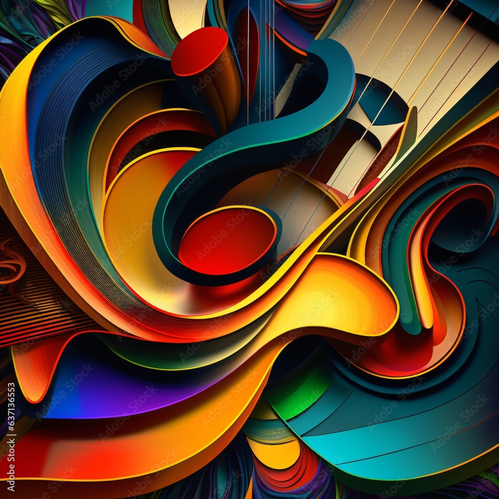 modern multicolor music background with abstract structure and musical ...
