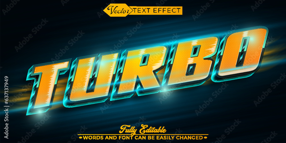 Bright Car Race Turbo Speed Vector Editable Text Effect Template Stock ...