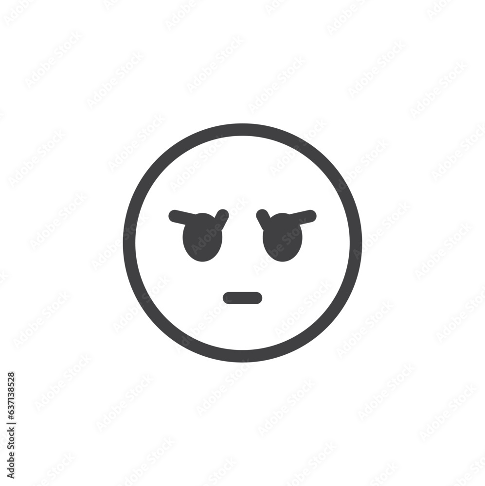 Serious reaction, Reactions icon, Emoticons mood scale on white ...