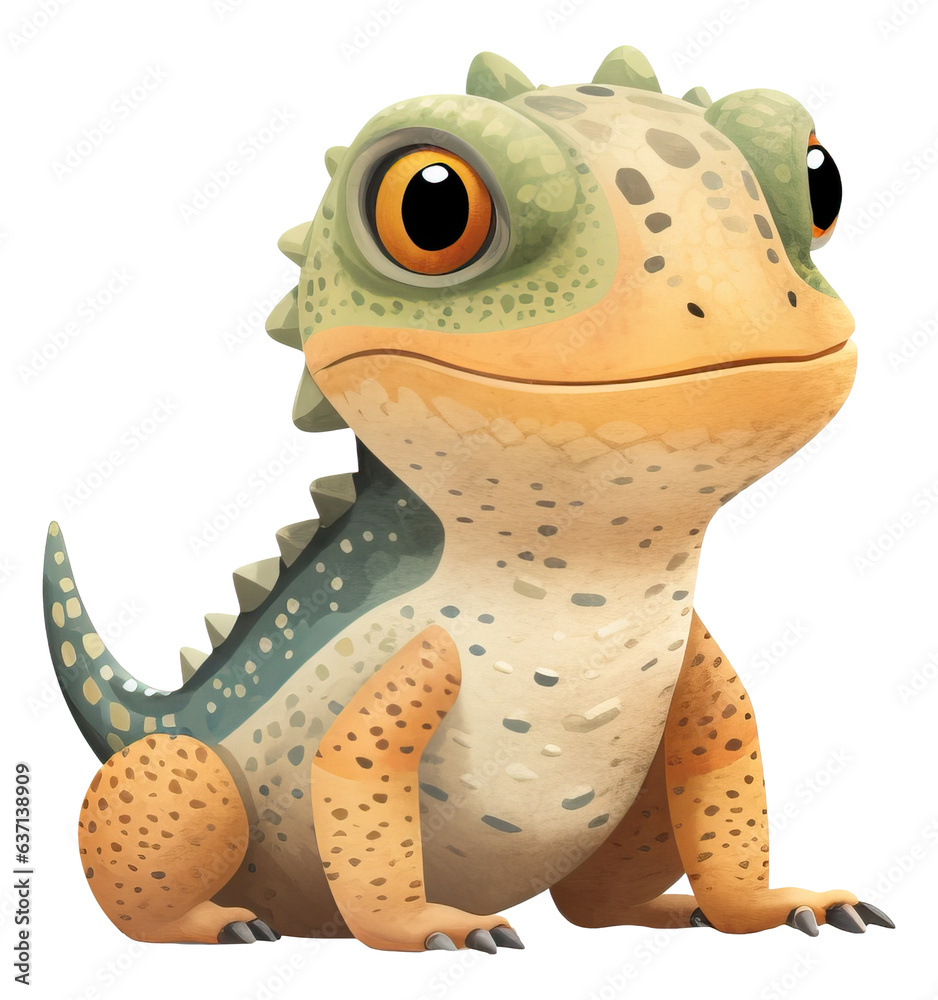 Cute lizard cartoon character, Hand drawn watercolor isolated. Stock ...