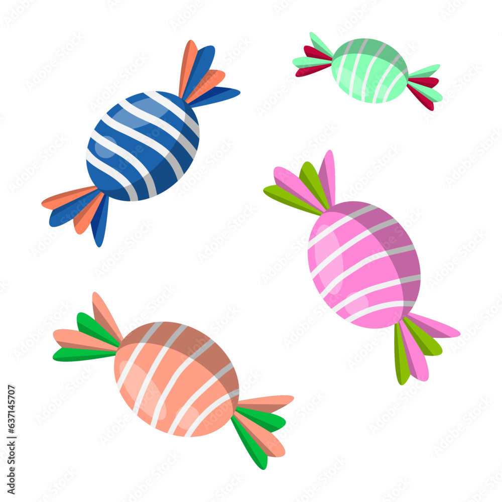 Vector set of bright sweets. isolates in cartoon style on a white ...