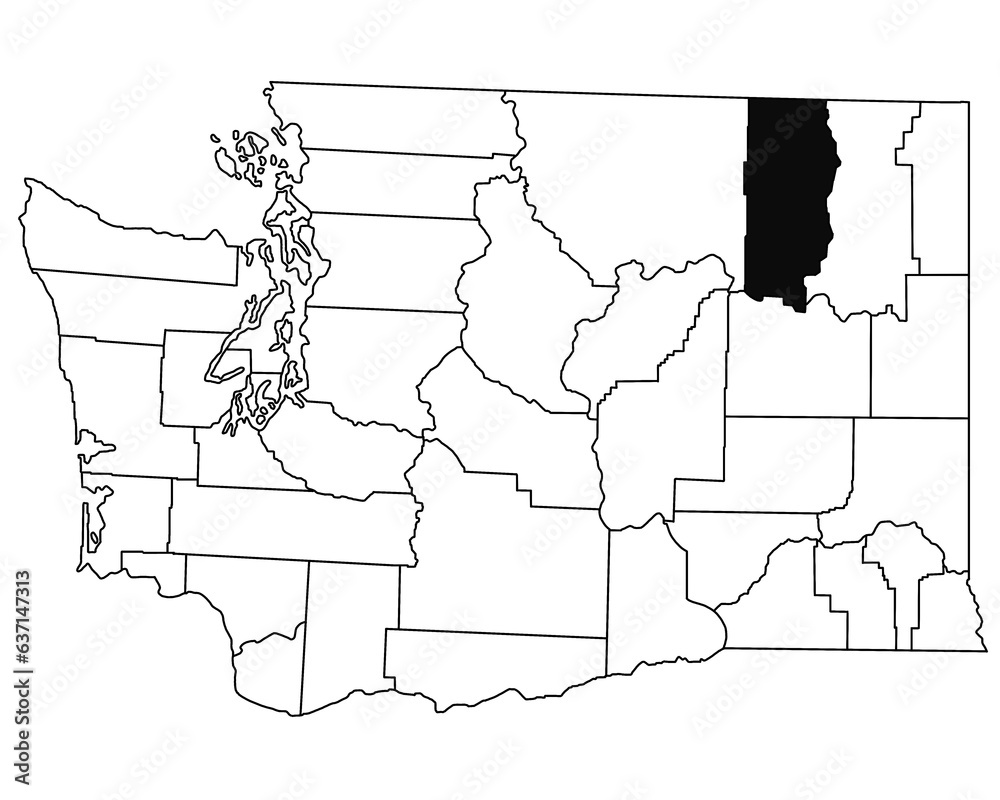 Map of ferry County in Washington DC state on white background. single ...