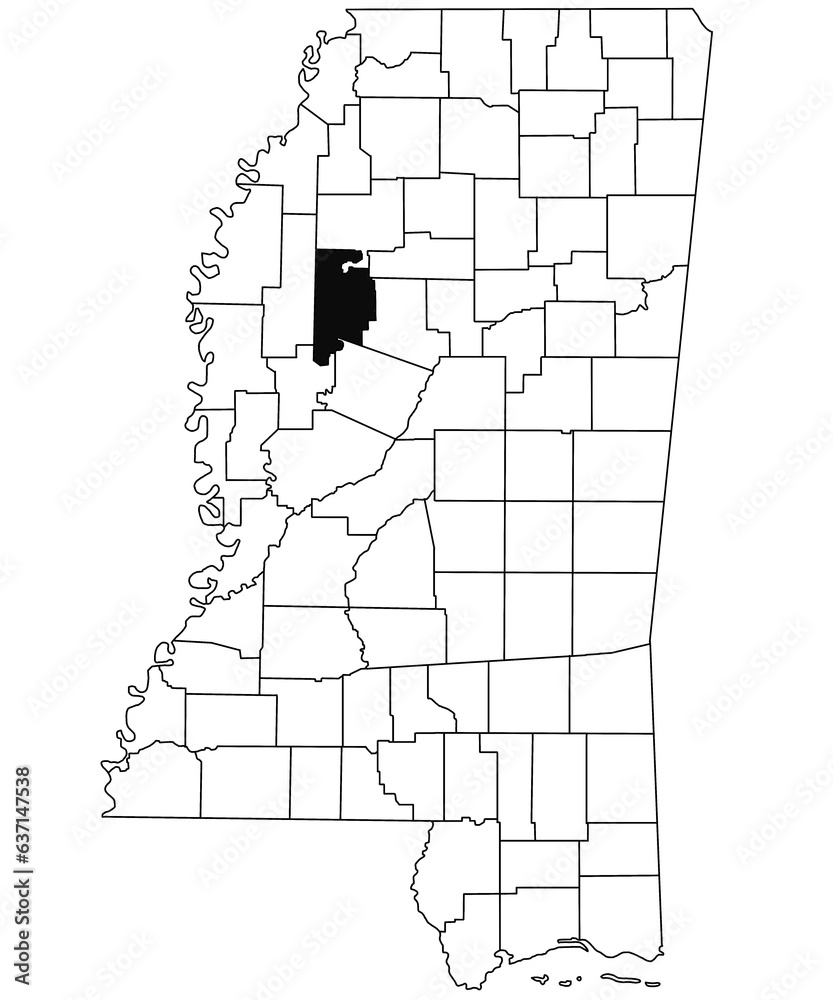 Map of leflore County in Mississippi state on white background. single ...
