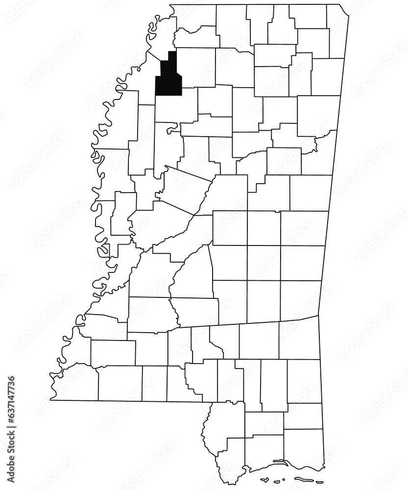 Map of quitman County in Mississippi state on white background. single ...
