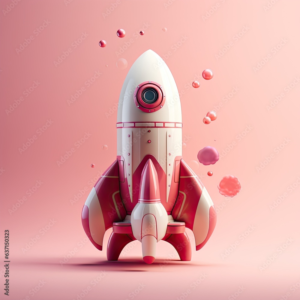 Abstract pink rocket ship concept in cartoon style Stock Photo | Adobe ...
