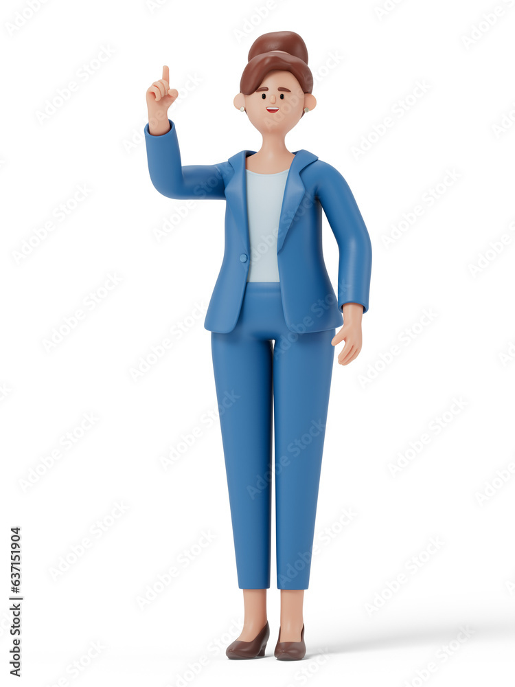 A 3D cartoon character standing and showing hand at direction,with ...