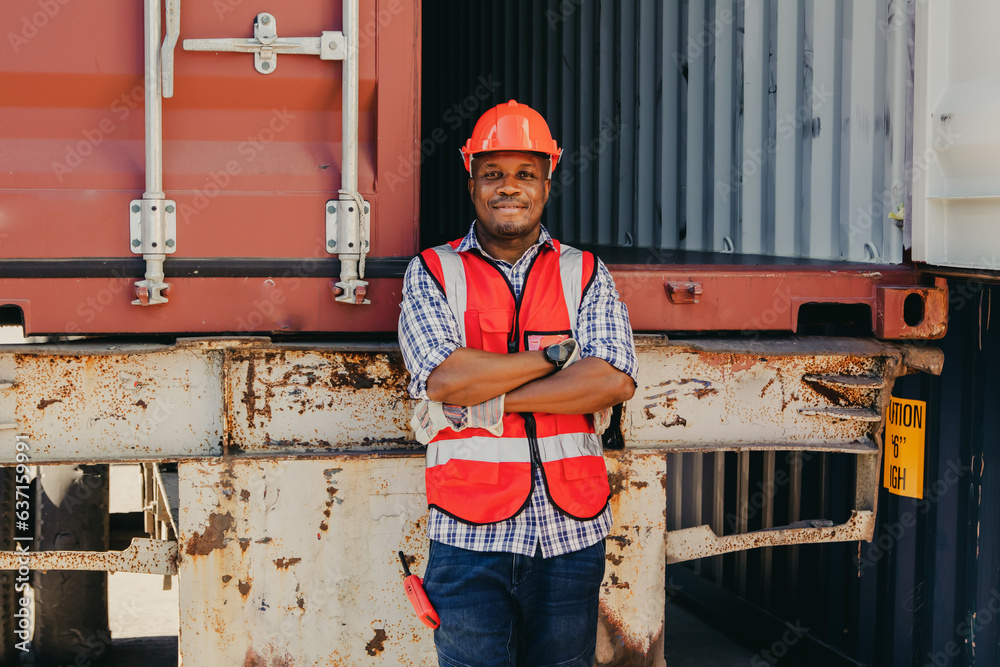 Portrait happy professional african american country worker wearing ...