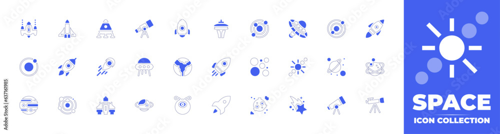 Space icon collection. Duotone style line stroke and bold. Vector ...