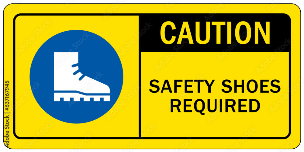 Poster Wear safety shoes sign and labels safety shoes required – Wall ...